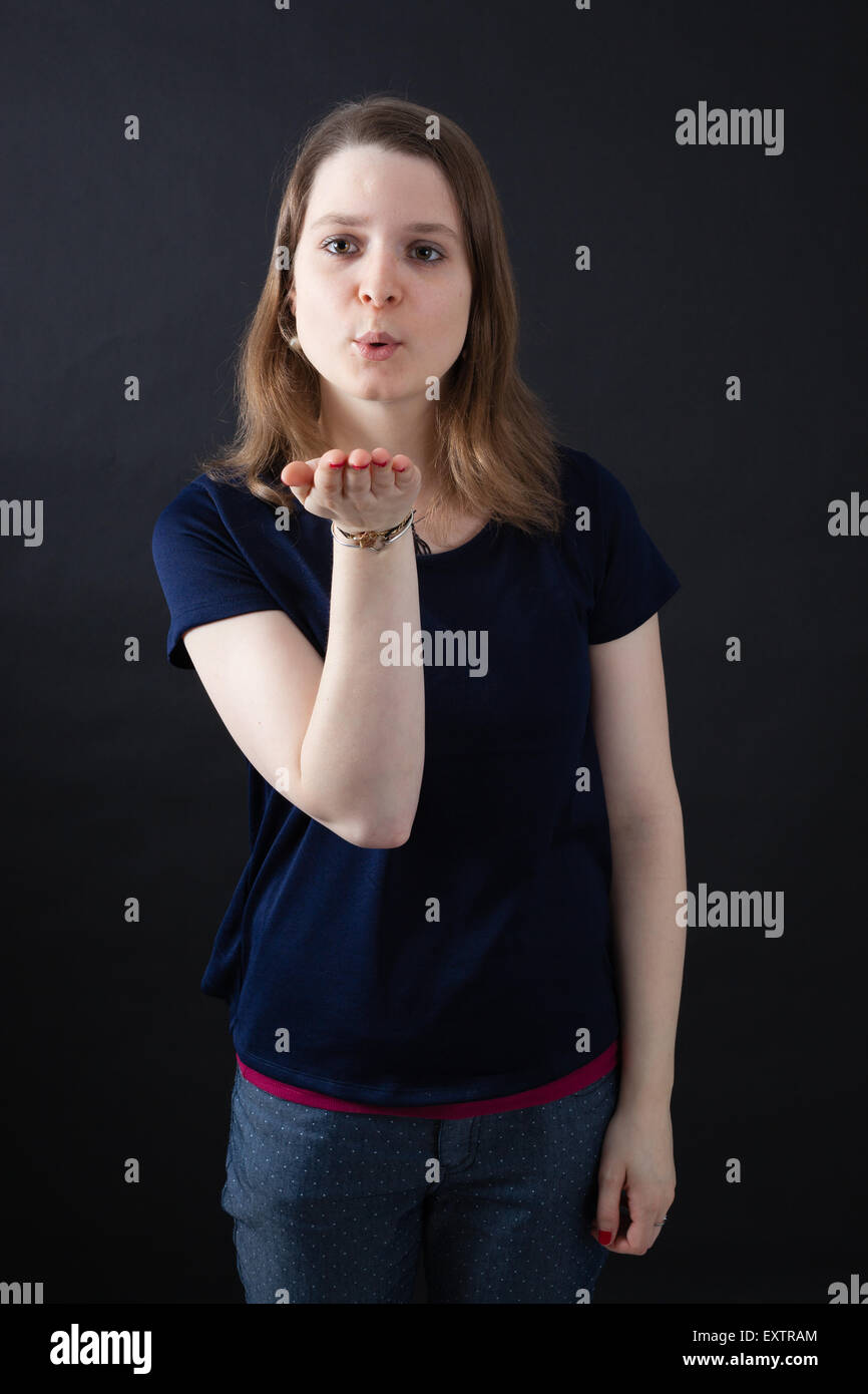 Beautiful woman doing different expressions in different sets of ...