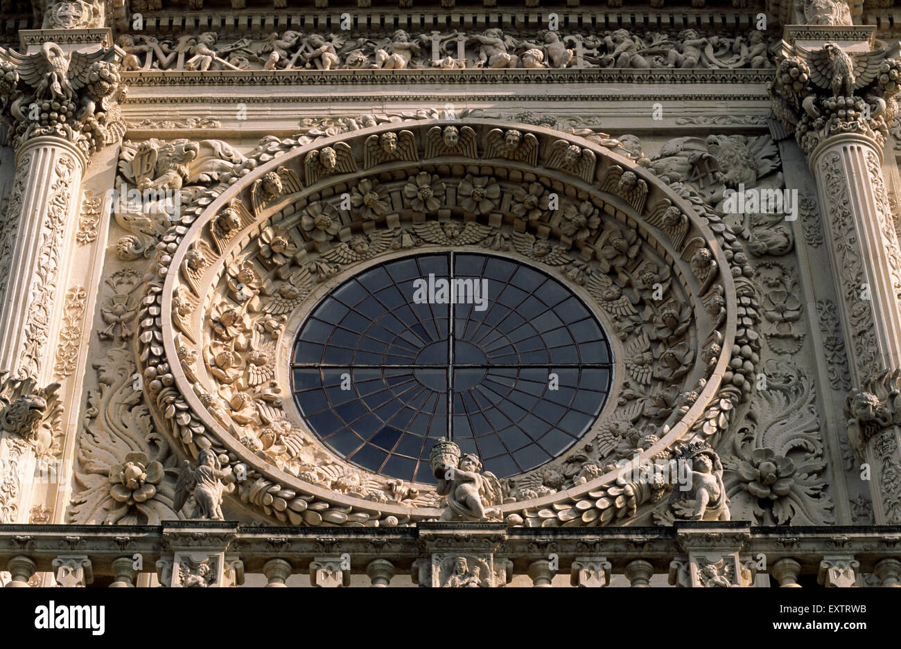 Italy, Puglia, Lecce, basilica di Santa Croce, rose window Stock Photo ...