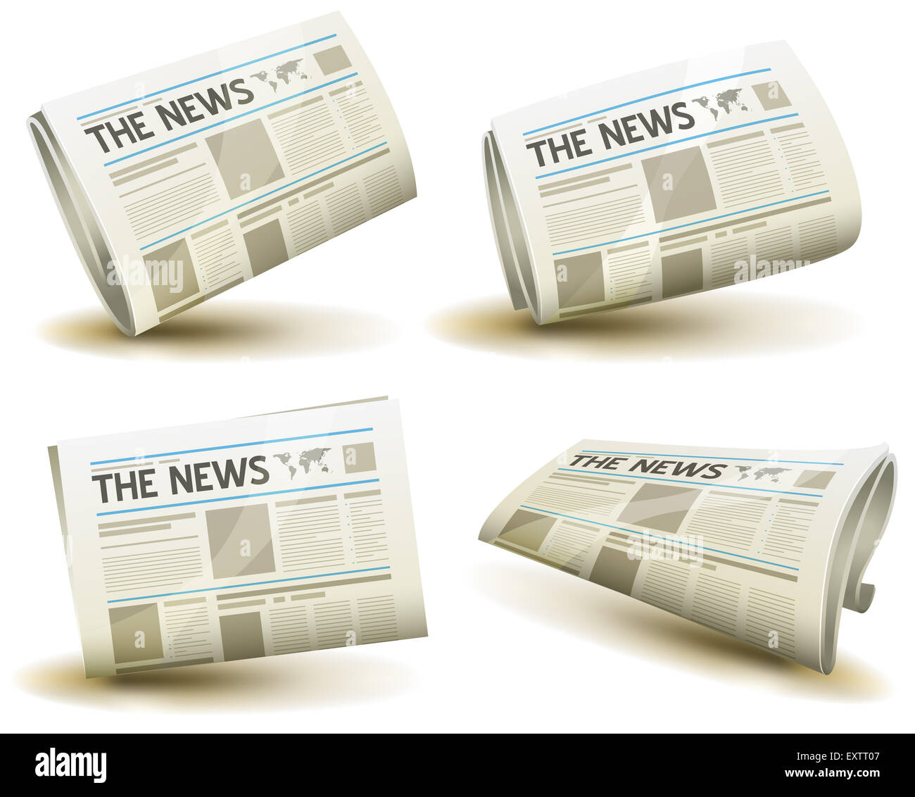 Illustration of a set of cartoon daily or weekly printed newspaper ...