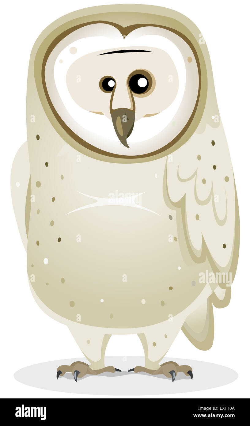 Illustration of a funny cute cartoon barn owl bird character standing ...