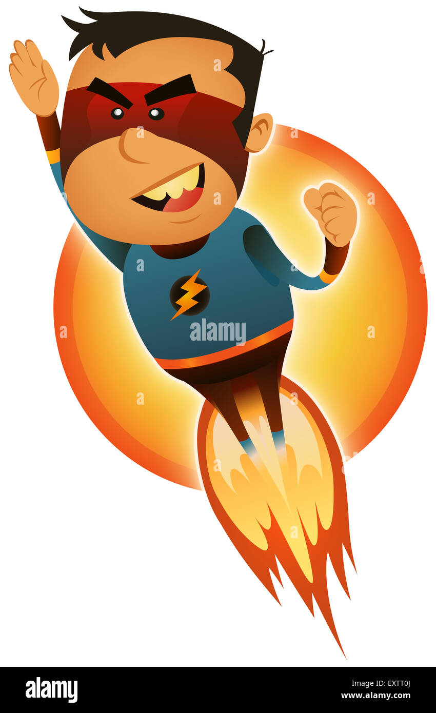 Illustration of a cartoon red and blue masked super hero character ...