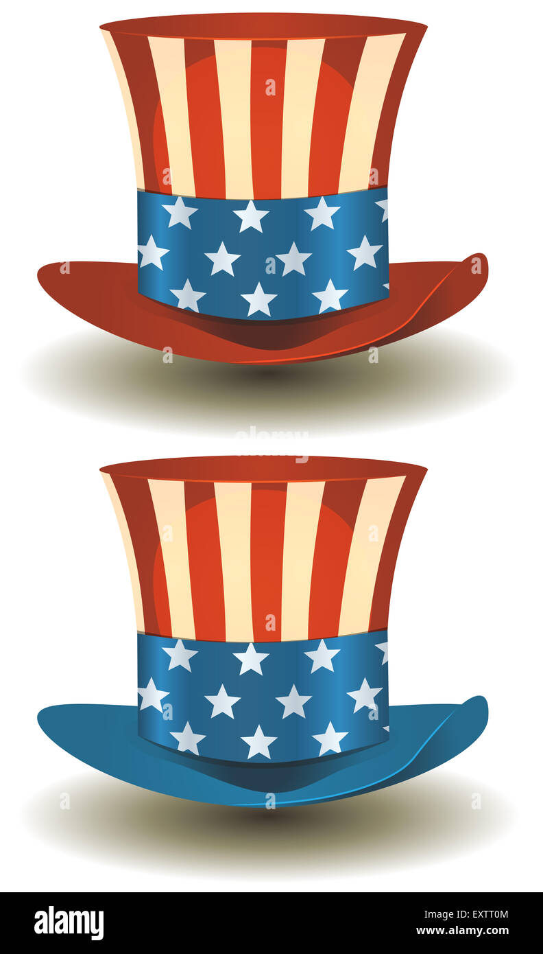 Illustration of a set of two american patriot uncle sam hat with stars ...