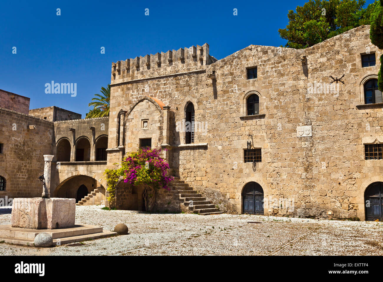 Medieval buildings at the Argirokastrou Square in the old town of ...