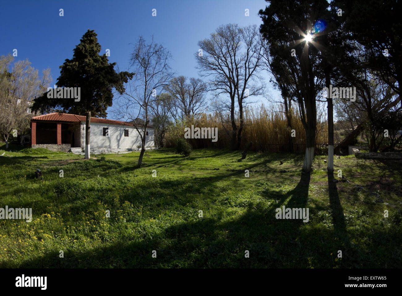 The surrounding scenery of Agia Varvara (Barbara) chapel at Reha Nera ...