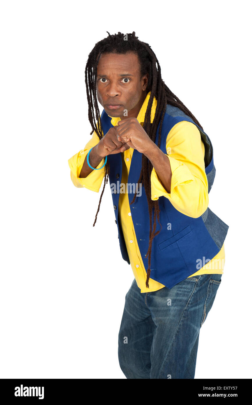 Handsome man with dreadlocks doing different expressions in different ...