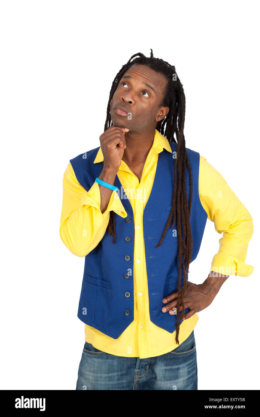 Handsome man with dreadlocks doing different expressions in different ...