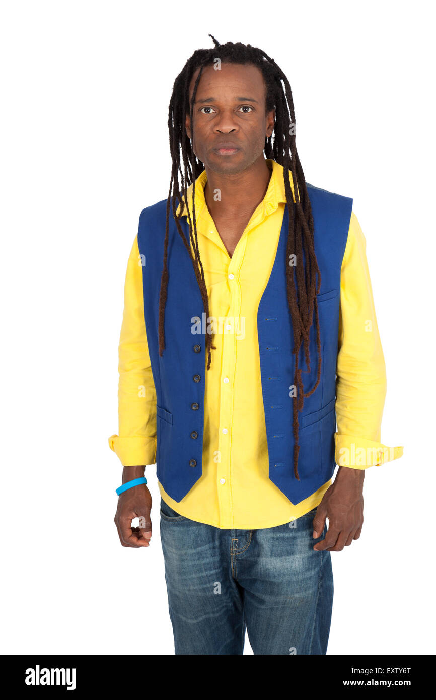 Handsome man with dreadlocks doing different expressions in different ...