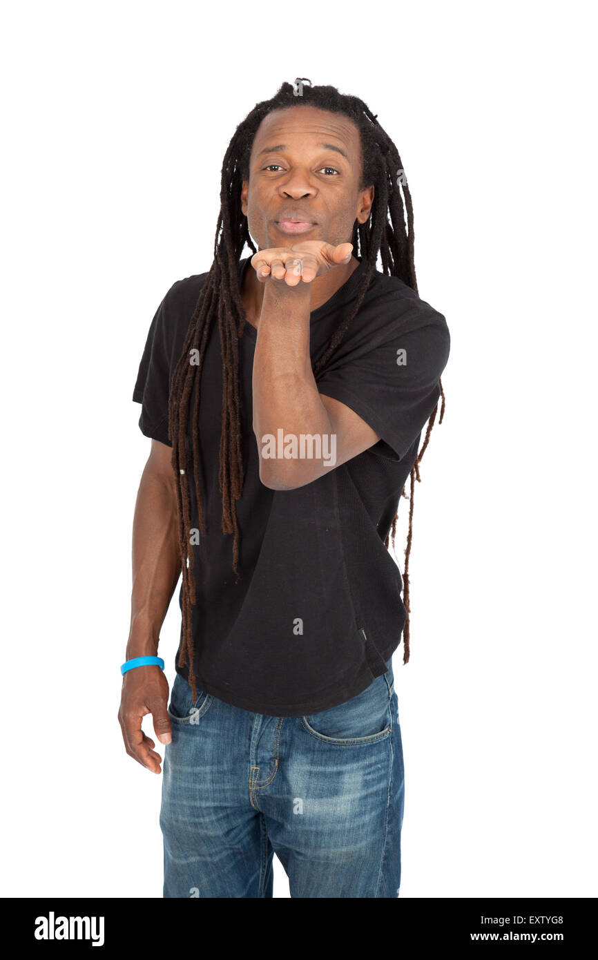 Handsome man with dreadlocks doing different expressions in different ...