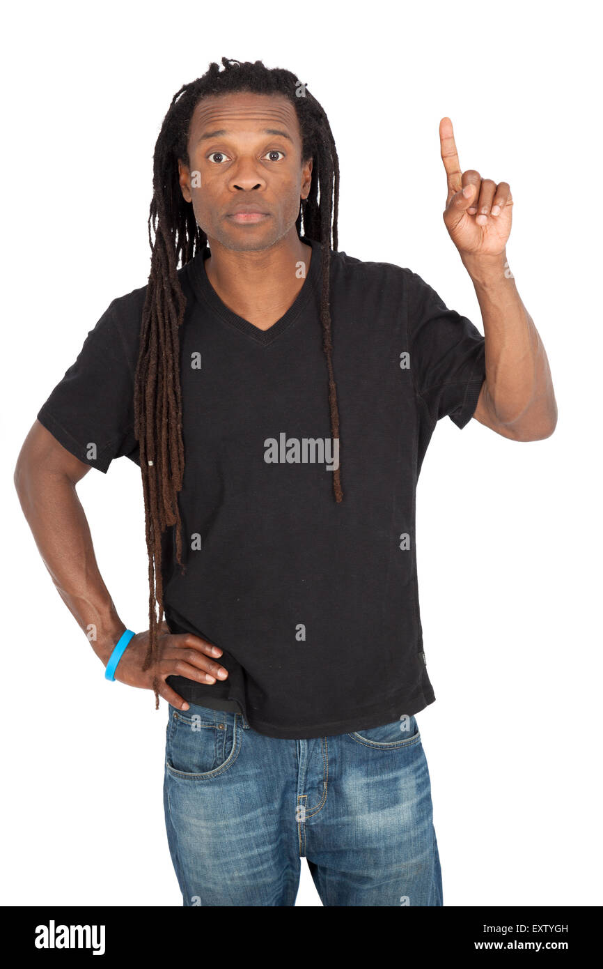 Handsome man with dreadlocks doing different expressions in different ...