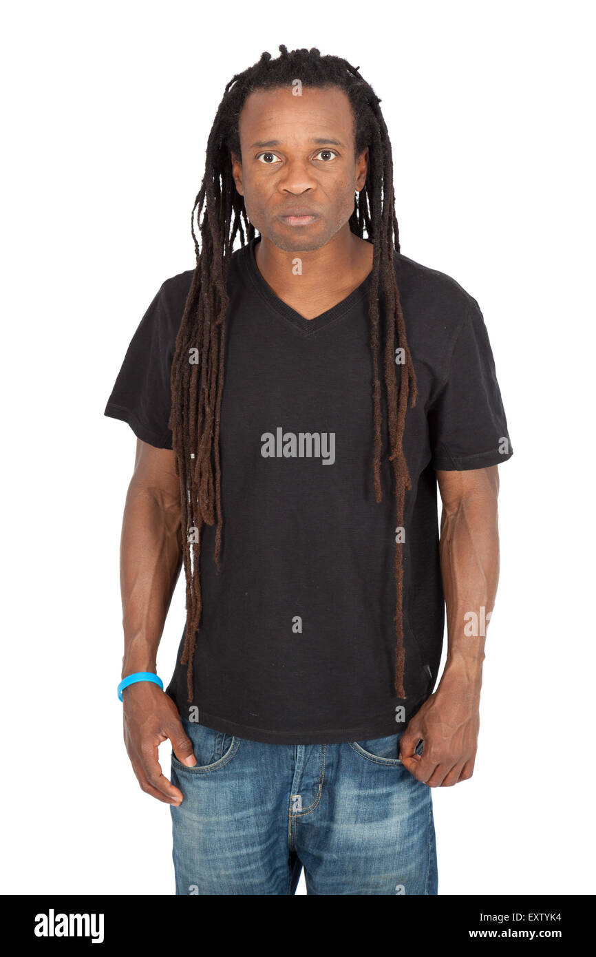 Handsome man with dreadlocks doing different expressions in different ...