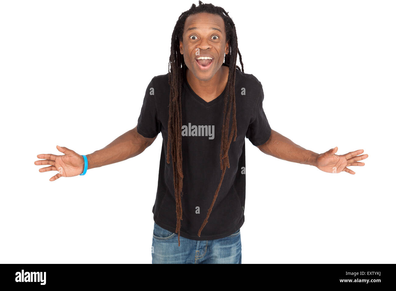 Handsome man with dreadlocks doing different expressions in different ...