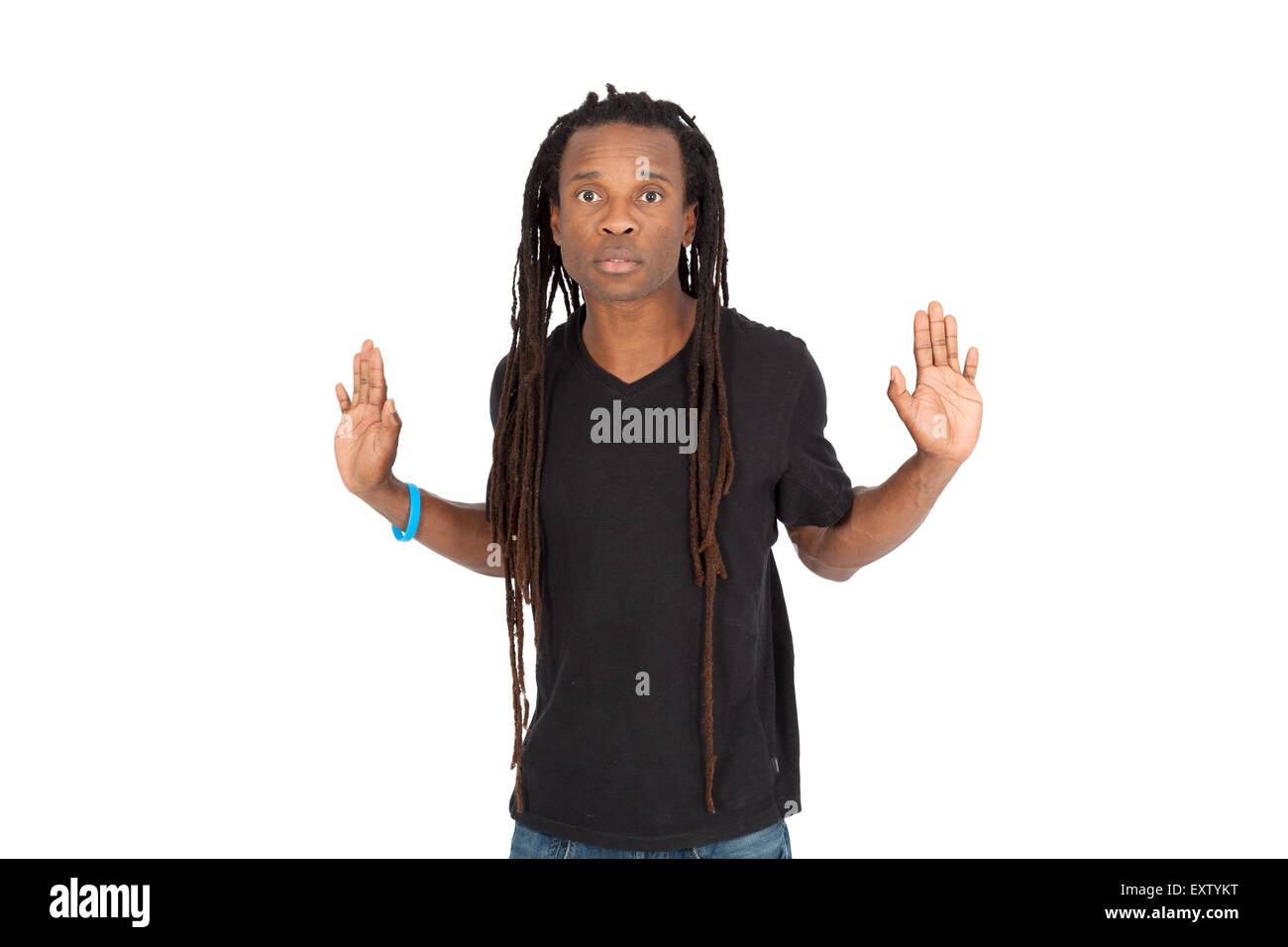 Handsome man with dreadlocks doing different expressions in different ...