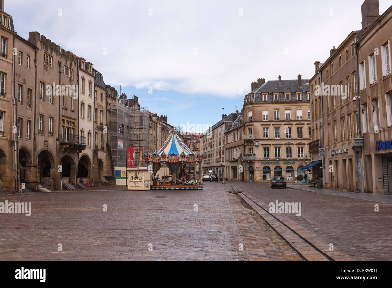 Carousel in Place St. Louis, Metz A medieval square with arcades Stock ...