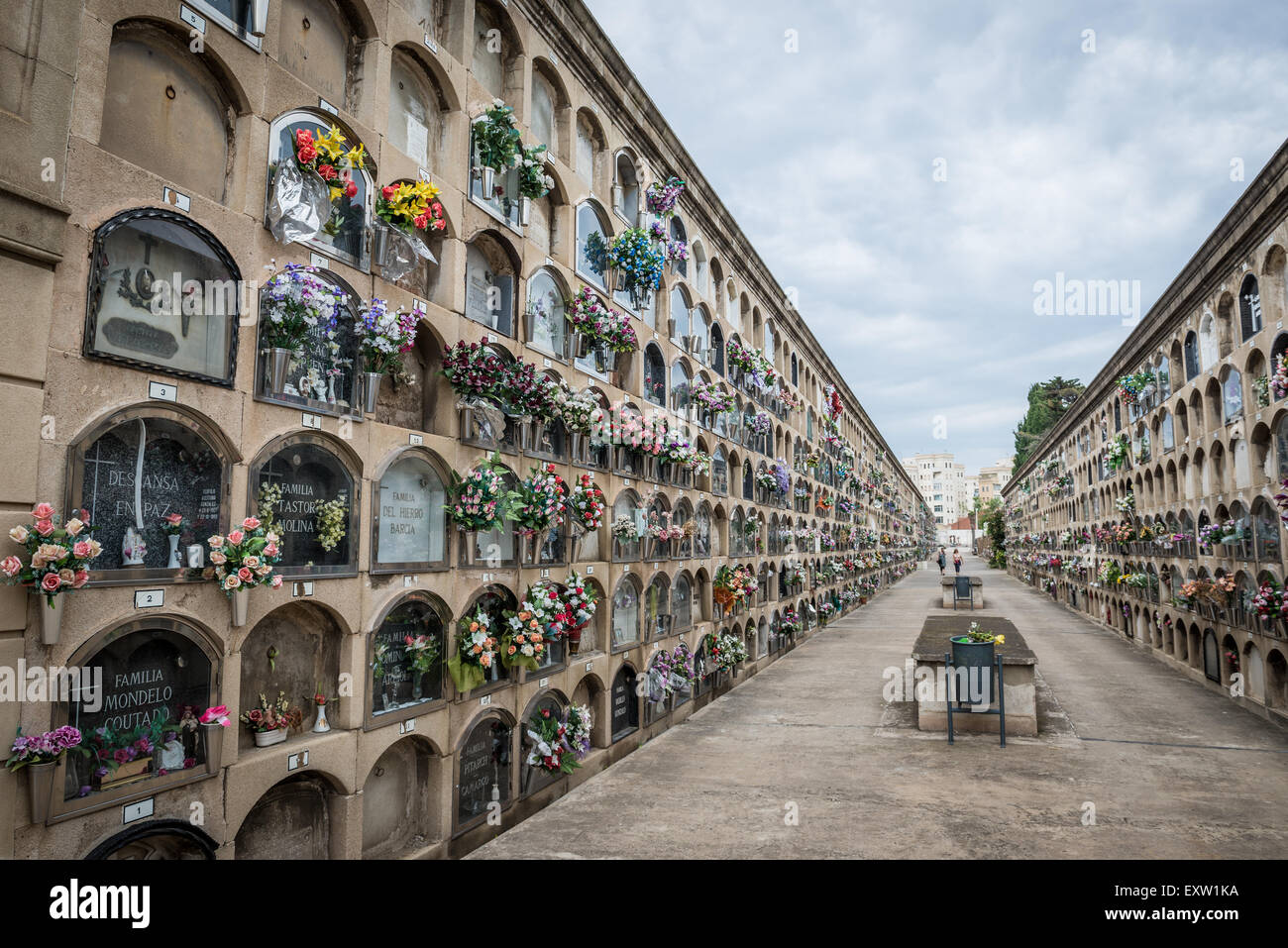 columbarium wall at Poblenou Cemetery - Cementiri de l'Est (East ...