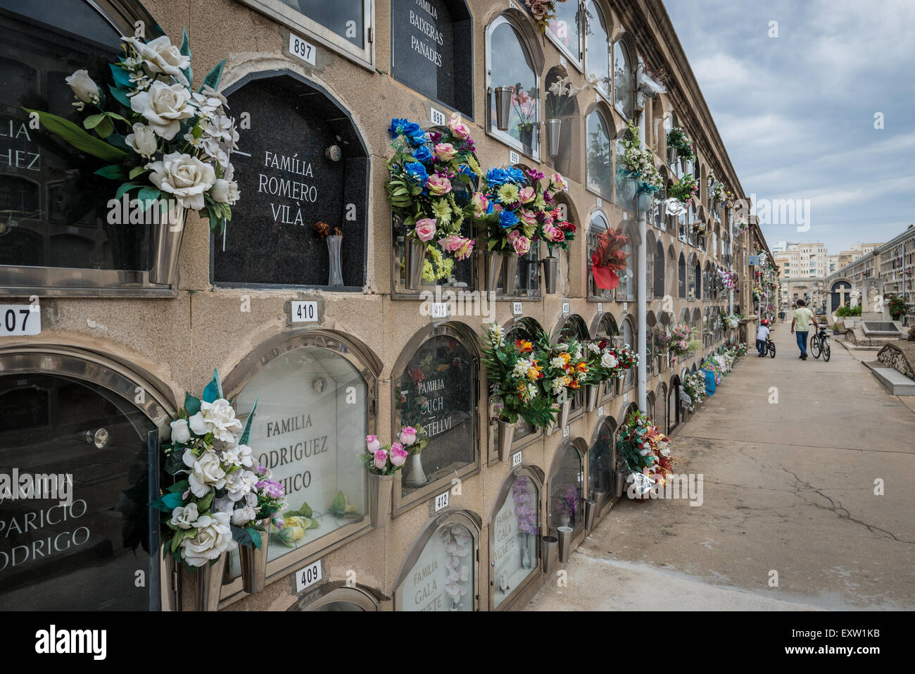 columbarium wall at Poblenou Cemetery - Cementiri de l'Est (East ...