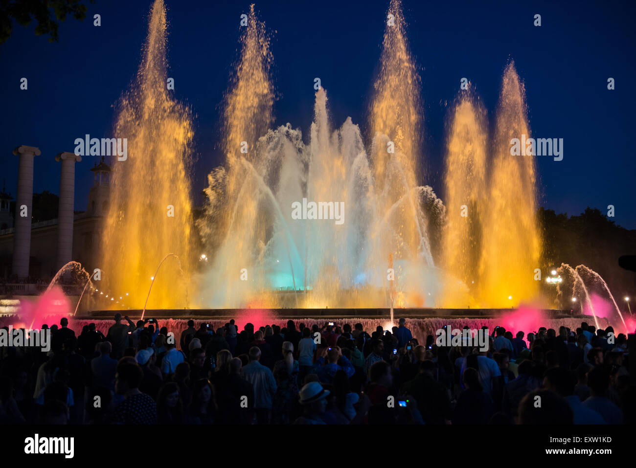 light and music performance of Magic Fountain of Montjuic at the head ...