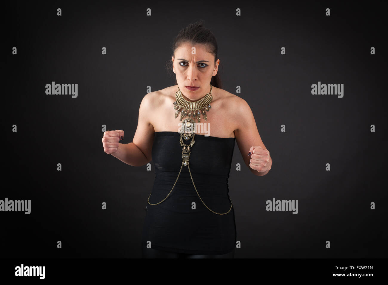 Beautiful woman doing different expressions in different sets of ...