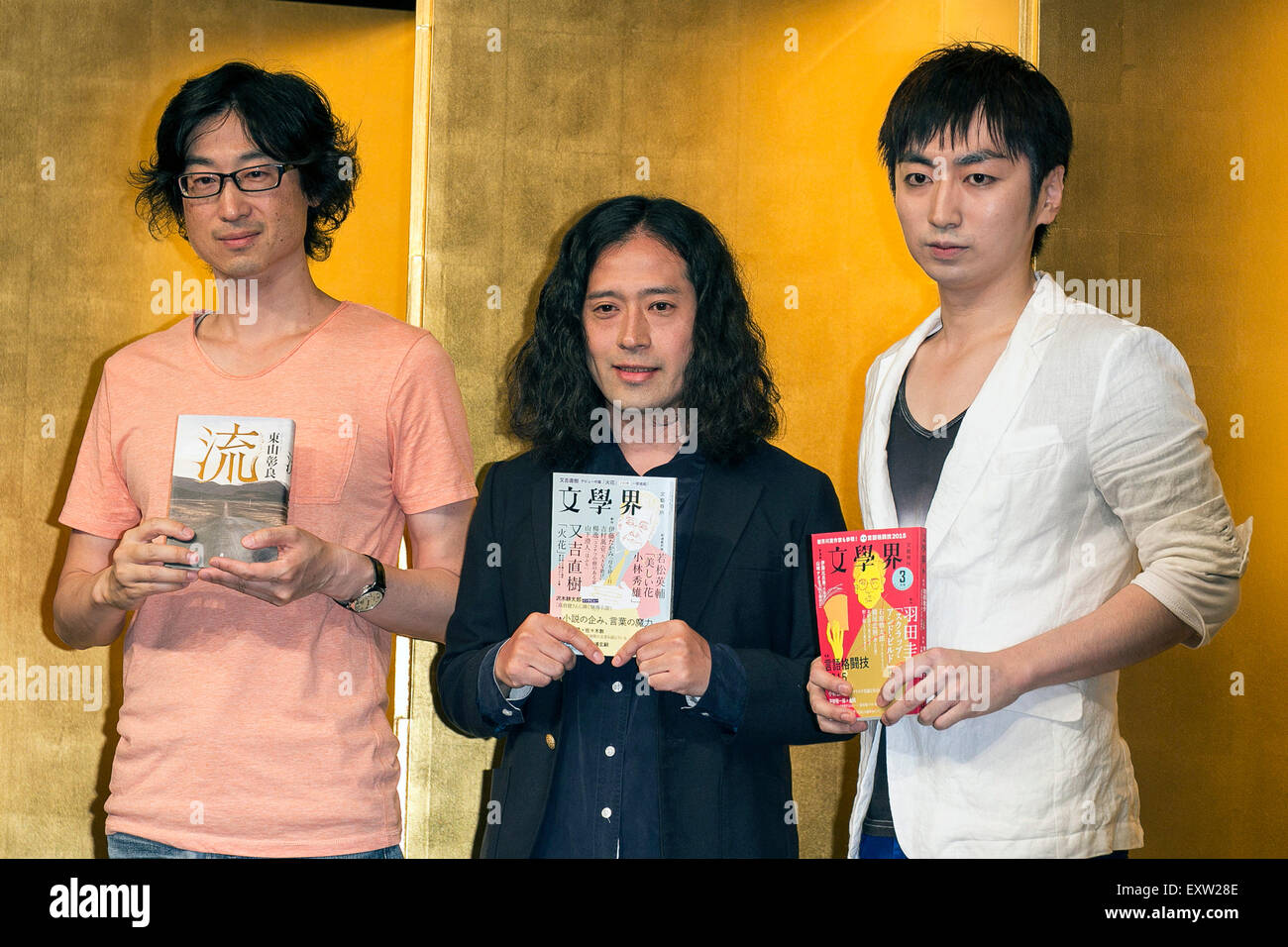 (L to R) Authors Akira Higashiyama, Naoki Matayoshi and Keisuke Hada attend the Japanese ...