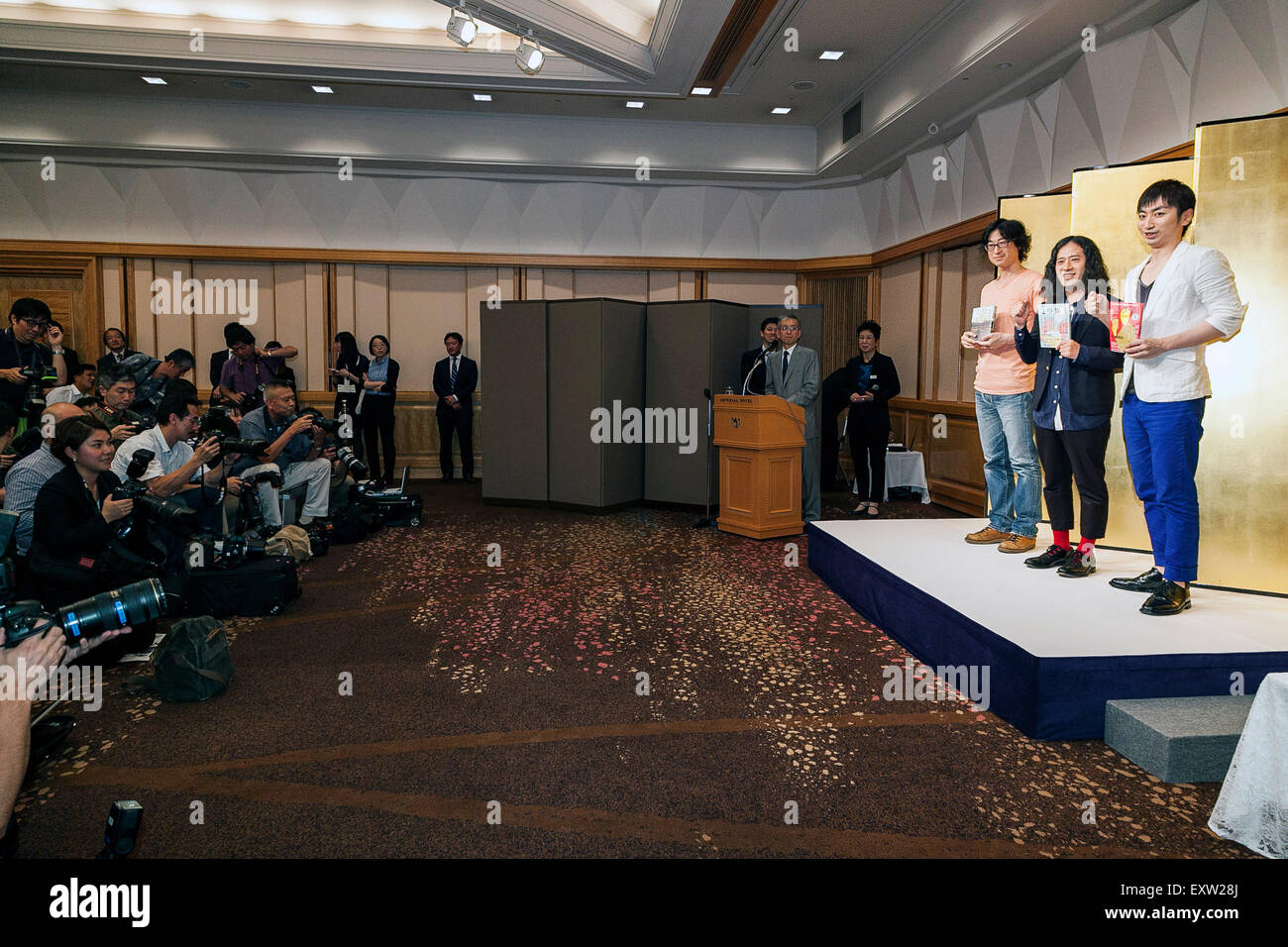 (L to R) Authors Akira Higashiyama, Naoki Matayoshi and Keisuke Hada ...