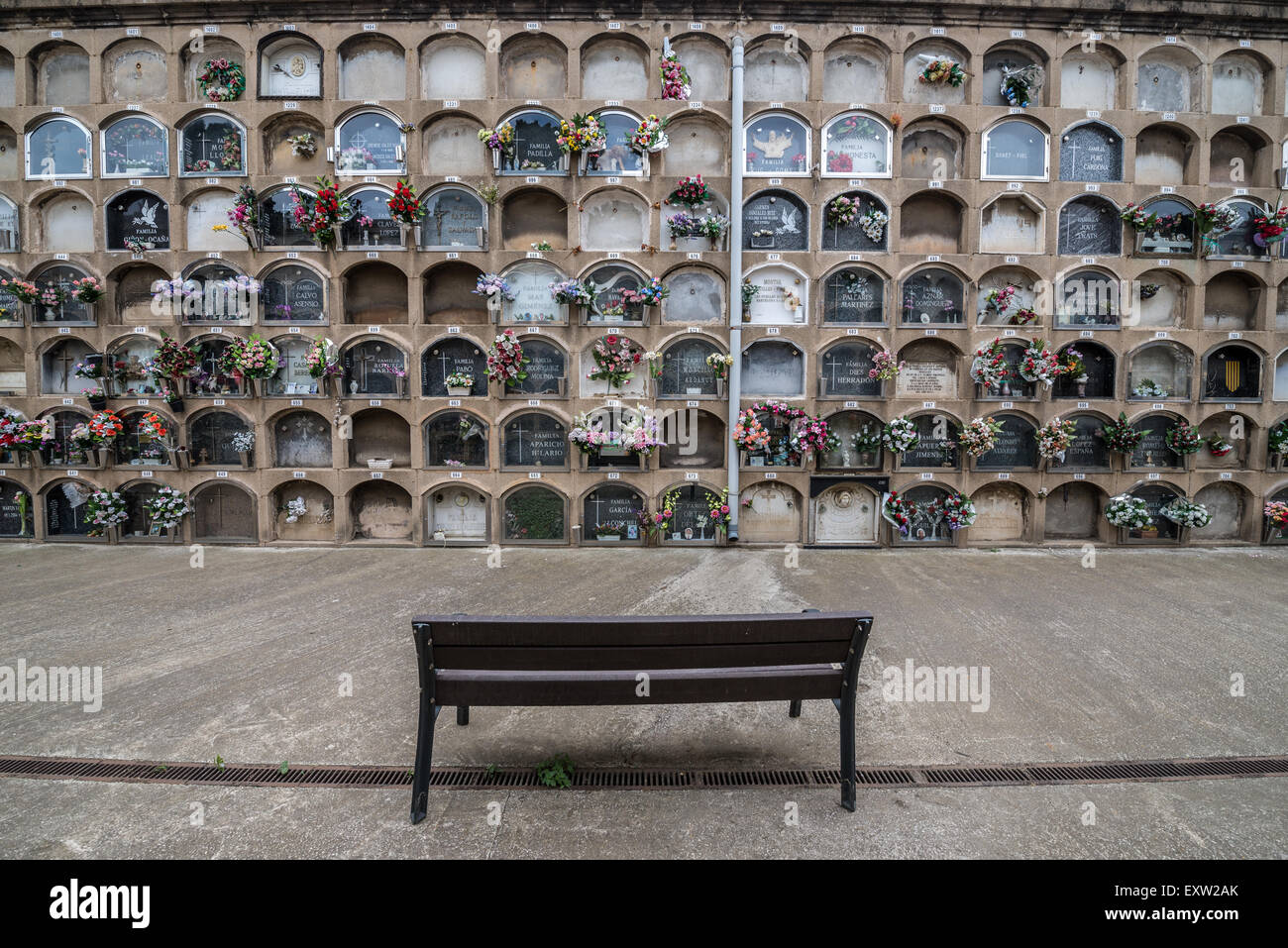 columbarium wall at Poblenou Cemetery - Cementiri de l'Est (East ...