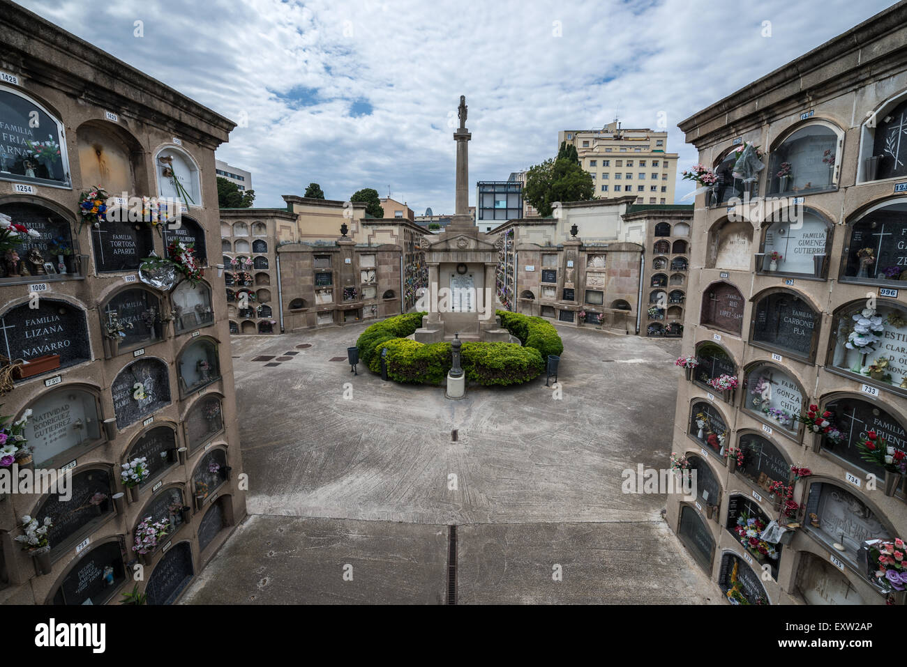 columbarium wall at Poblenou Cemetery - Cementiri de l'Est (East ...