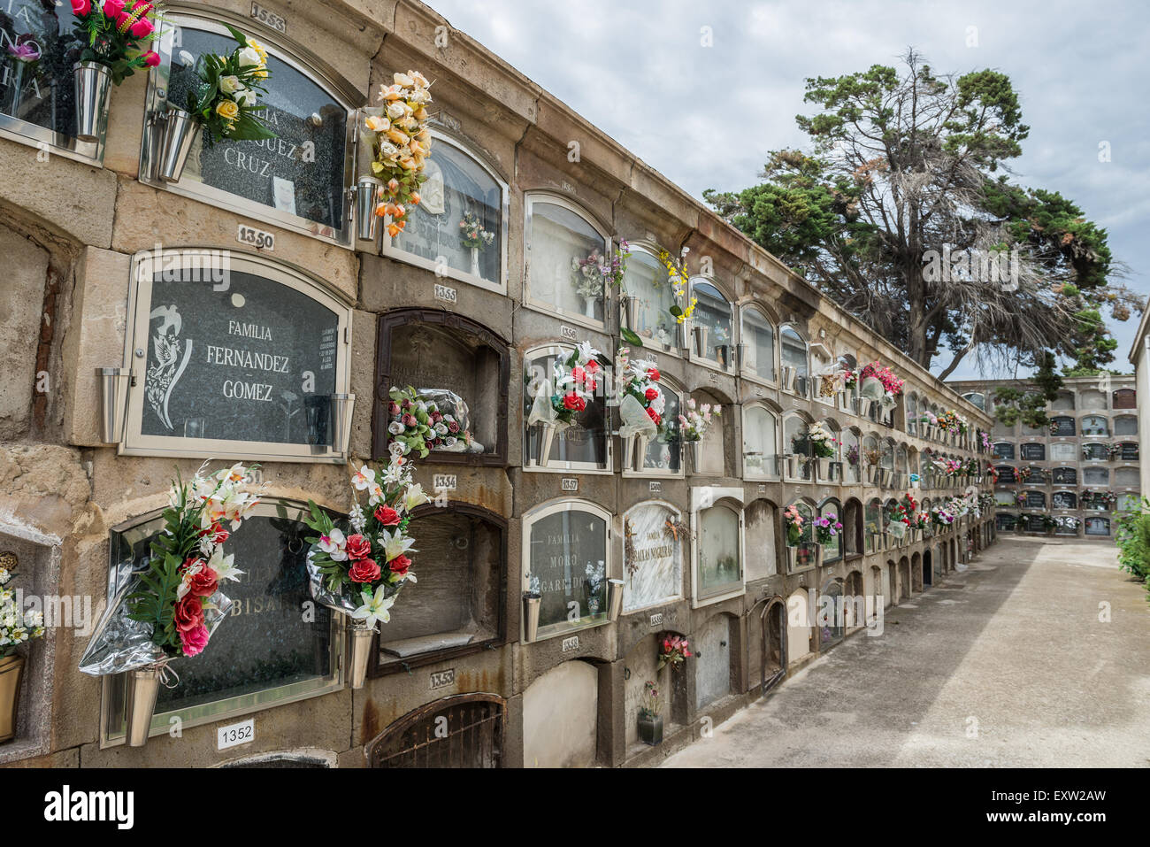 columbarium wall at Poblenou Cemetery - Cementiri de l'Est (East ...