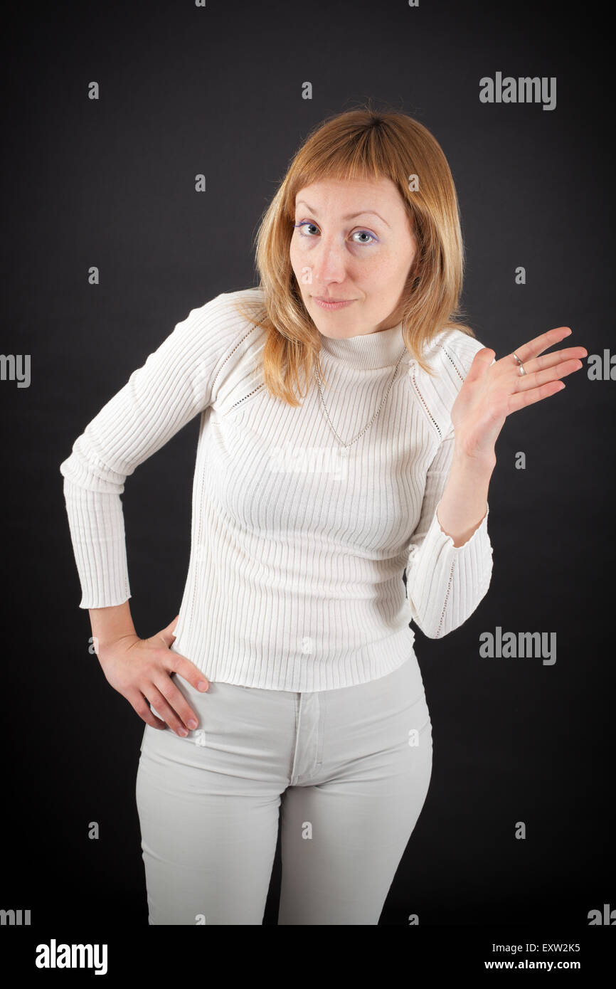 beautiful woman doing different expressions in different sets of ...