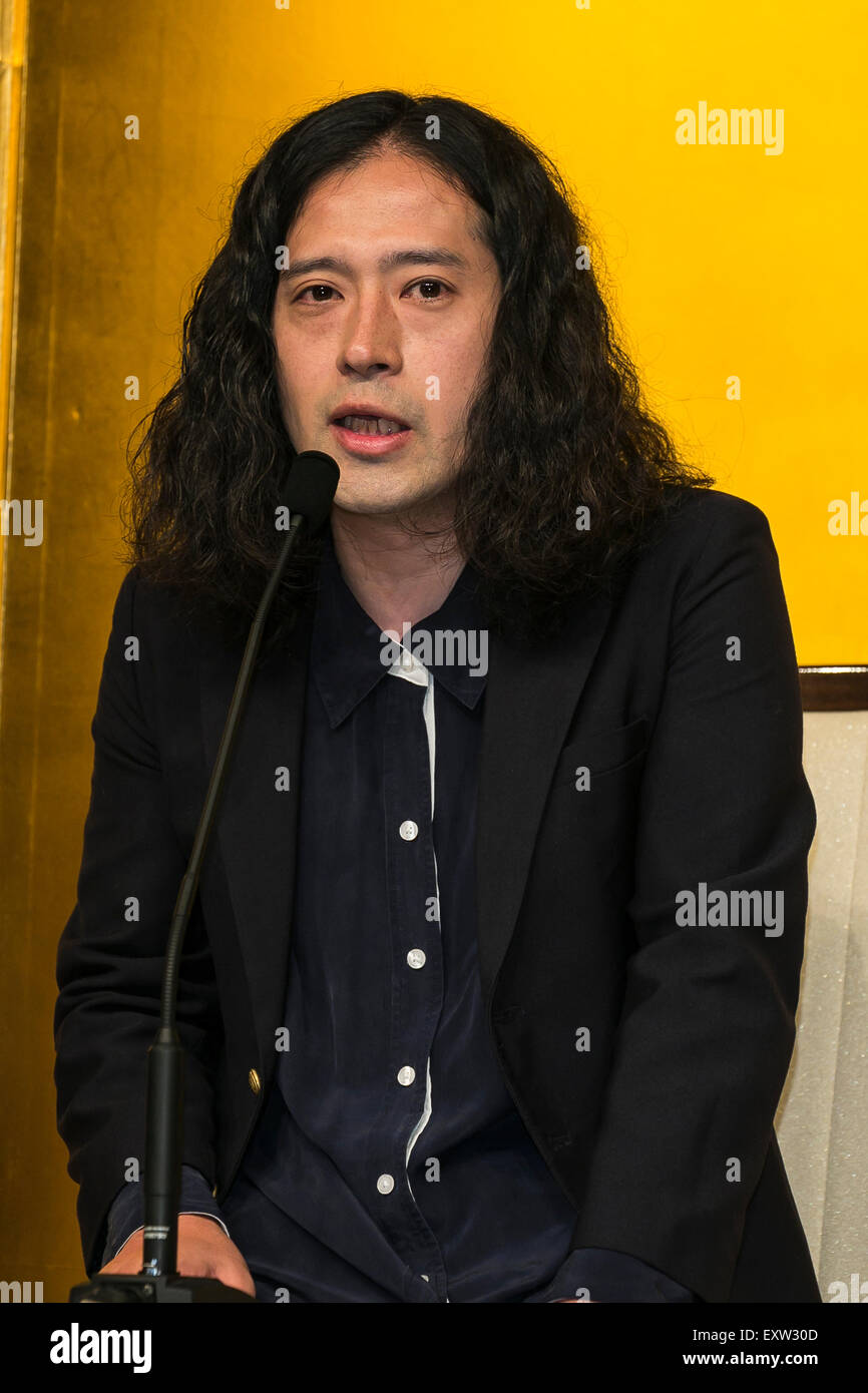 Author Naoki Matayoshi answers journalistic questions during the ...