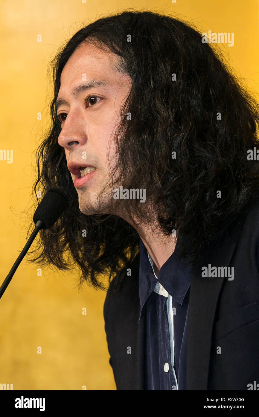 Author Naoki Matayoshi answers journalistic questions during the ...