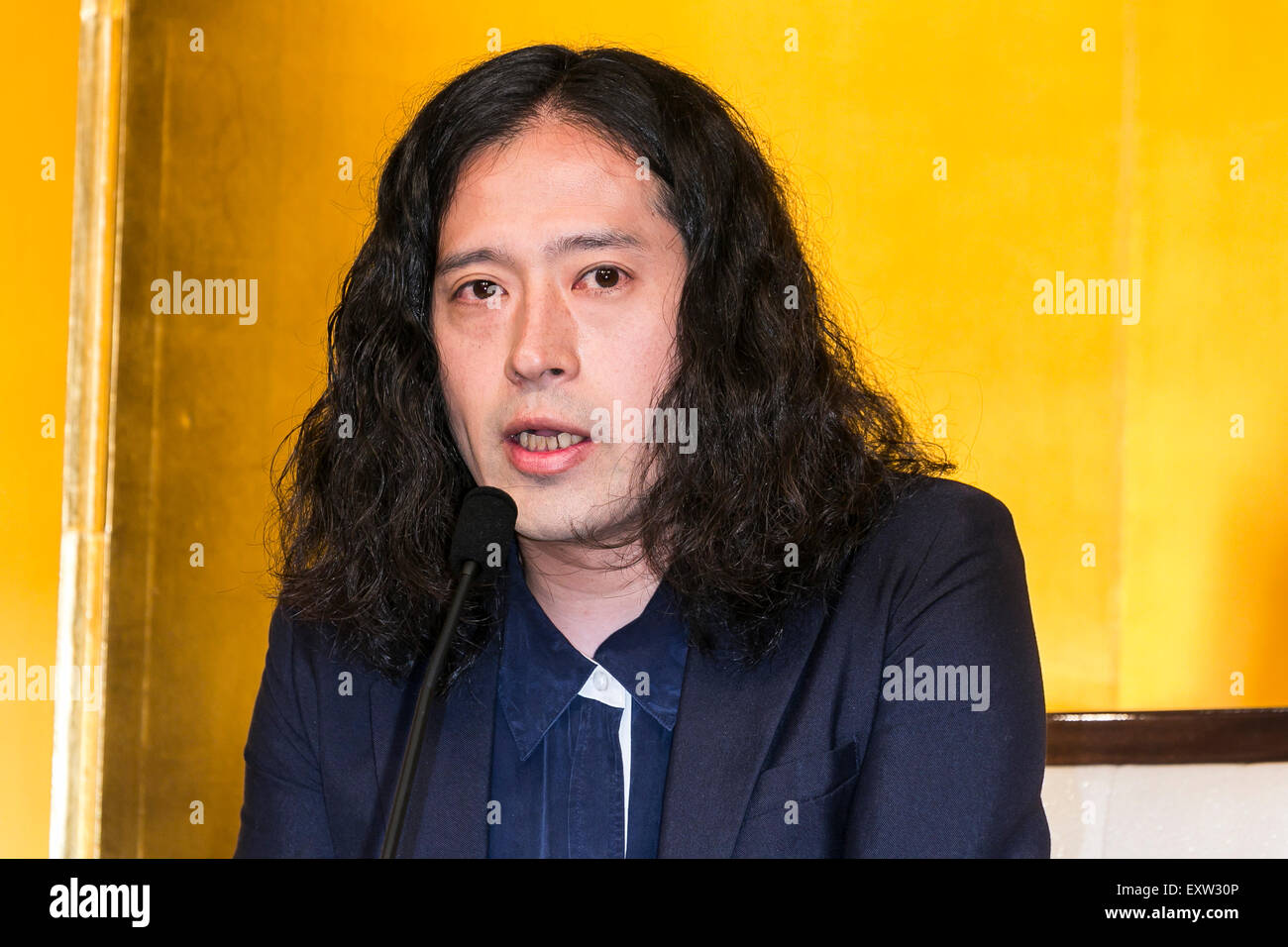 Author Naoki Matayoshi answers journalistic questions during the ...
