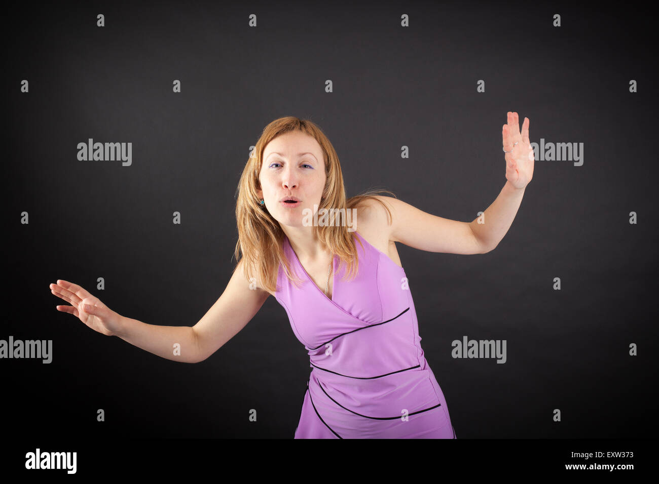 beautiful woman doing different expressions in different sets of ...