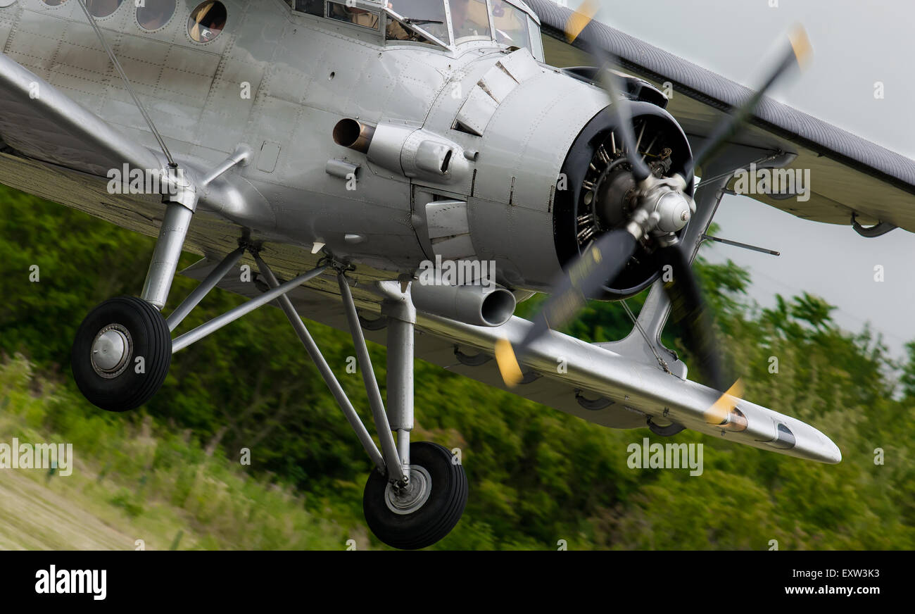 VIntage Biplane Approaches Airfield For Landing Stock Photo - Alamy