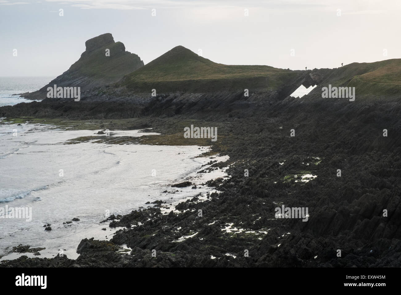 Geology,rocks at causeway over to Worms Head,Gower.Rhossilli,Bay,beach ...