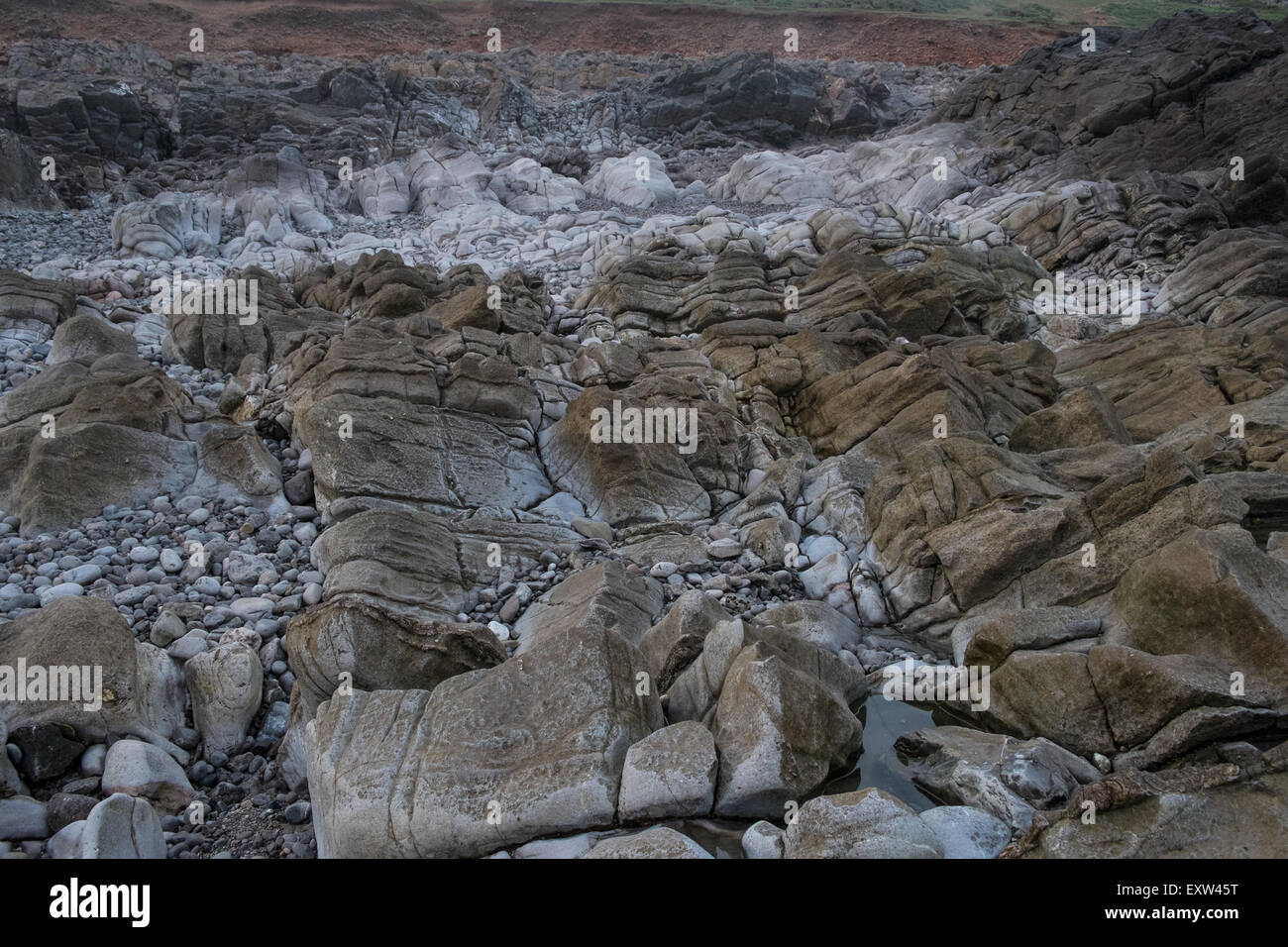 Geology,rocks at causeway over to Worms Head,Gower.Rhossilli,Bay,beach ...