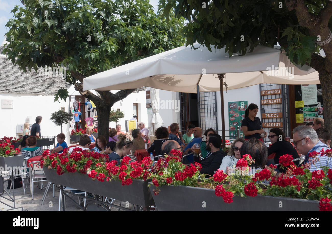 Restaurant in the town of trulli - Alberobello Bari Puglia, Italy Stock ...