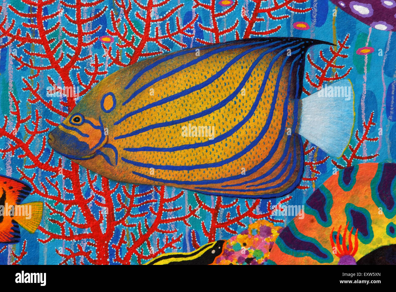 Blue Ring Angelfish original acrylic Painting on Sa-paper Stock Photo ...