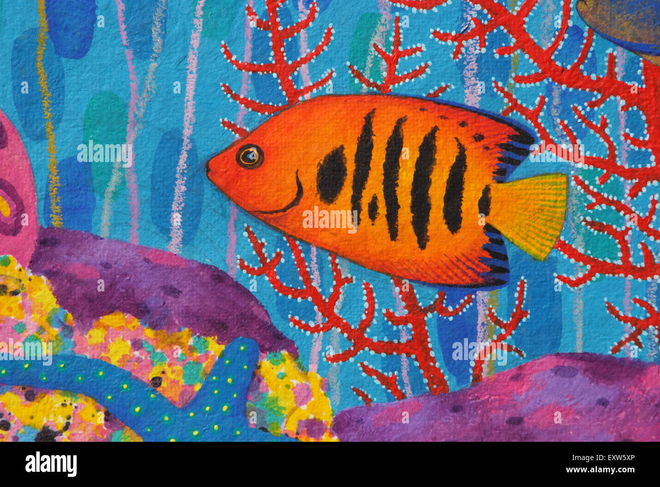 Flame Angelfish original acrylic Painting on Sa-paper Stock Photo - Alamy