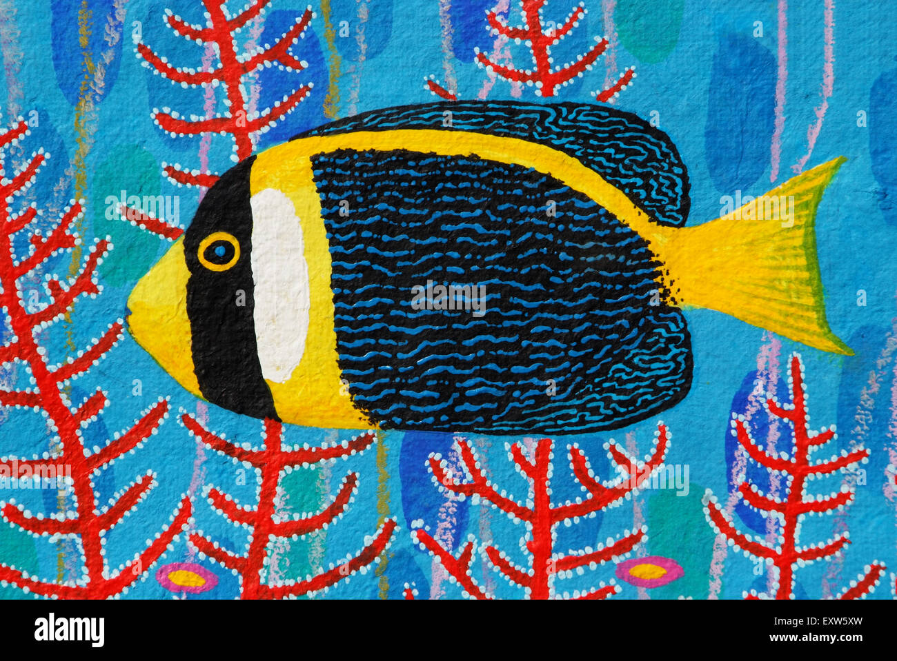 Scribbled Angelfish original acrylic Painting on Sa-paper Stock Photo ...
