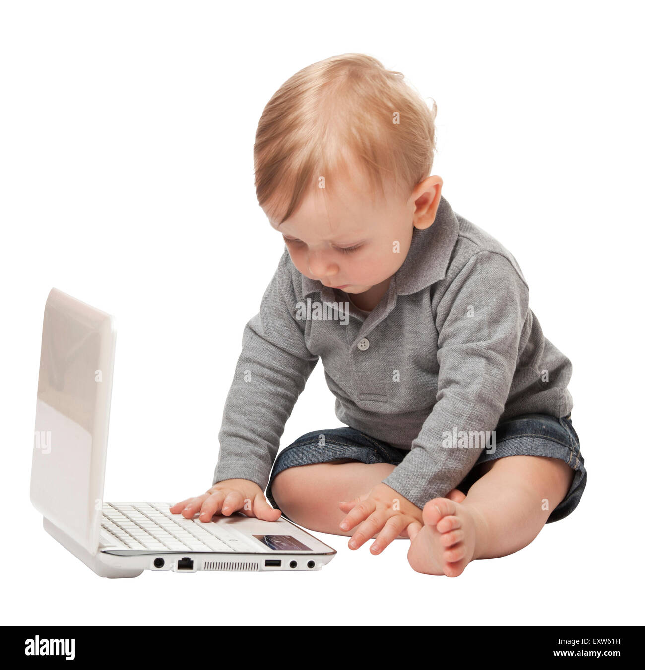 child with notebook isolated on white background Stock Photo - Alamy