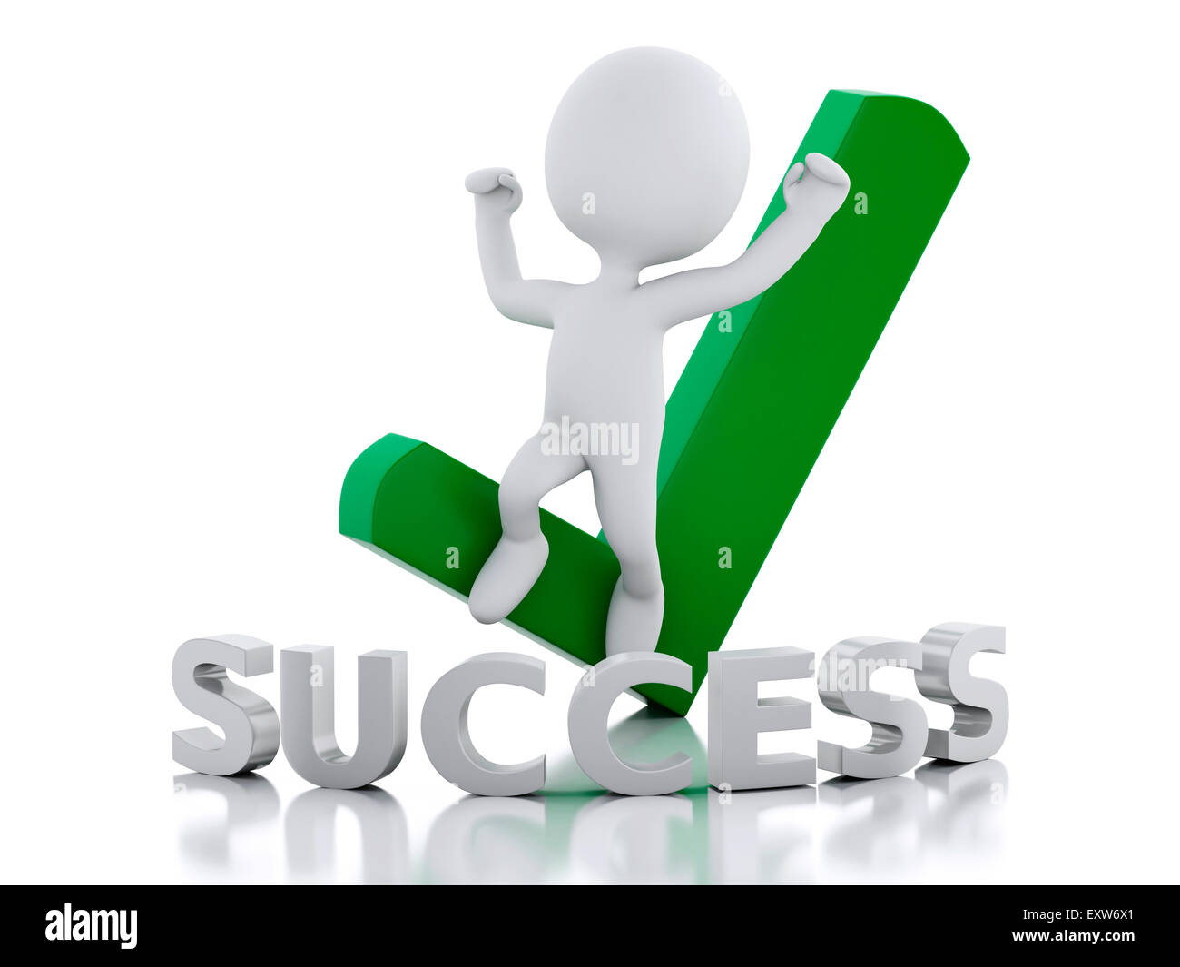 3d illustration. White people with check mark. Success concept ...