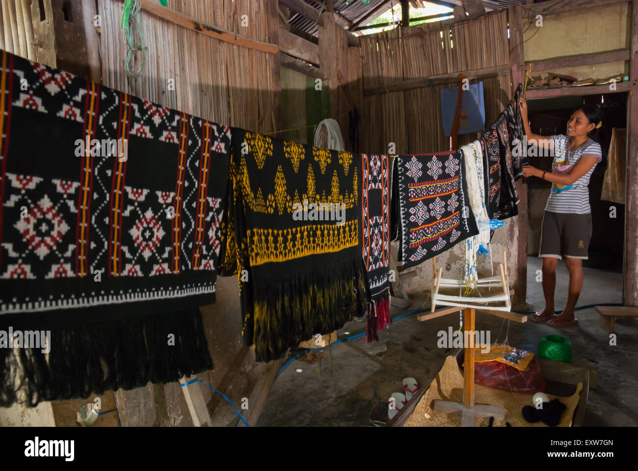 Traditional ikkat, woven clothes of Rote Ndao, Indonesia Stock Photo ...
