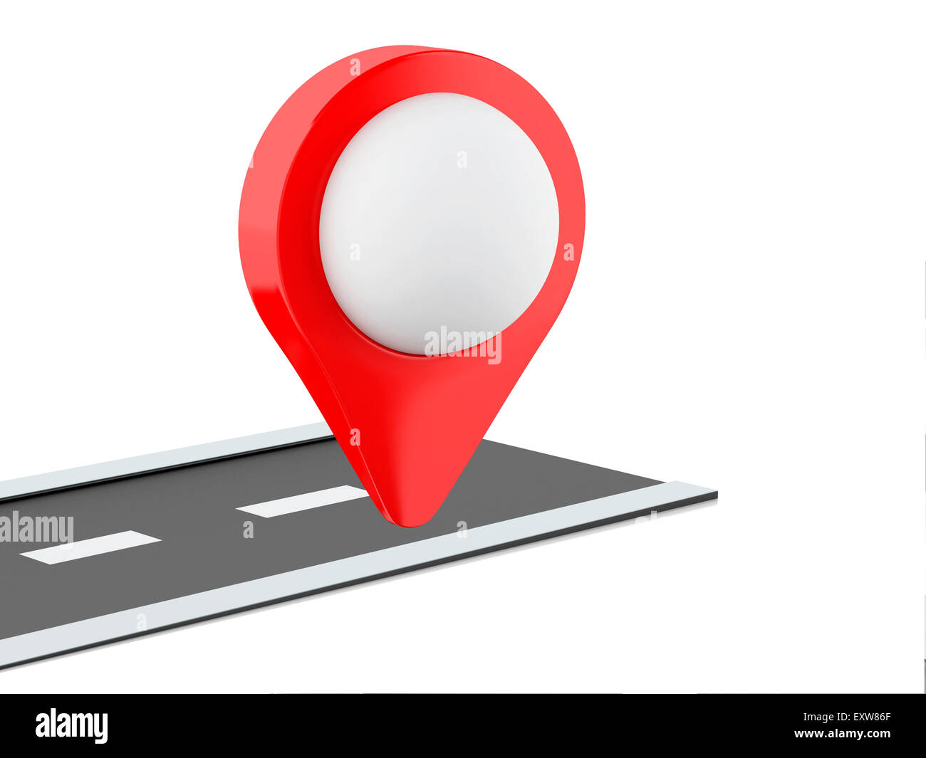 3d renderer image. Road with colorful map pointer. Isolated white ...