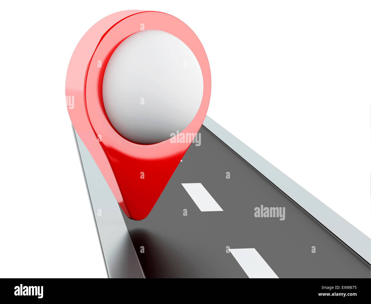 3d renderer image. Road with colorful map pointer. Isolated white ...