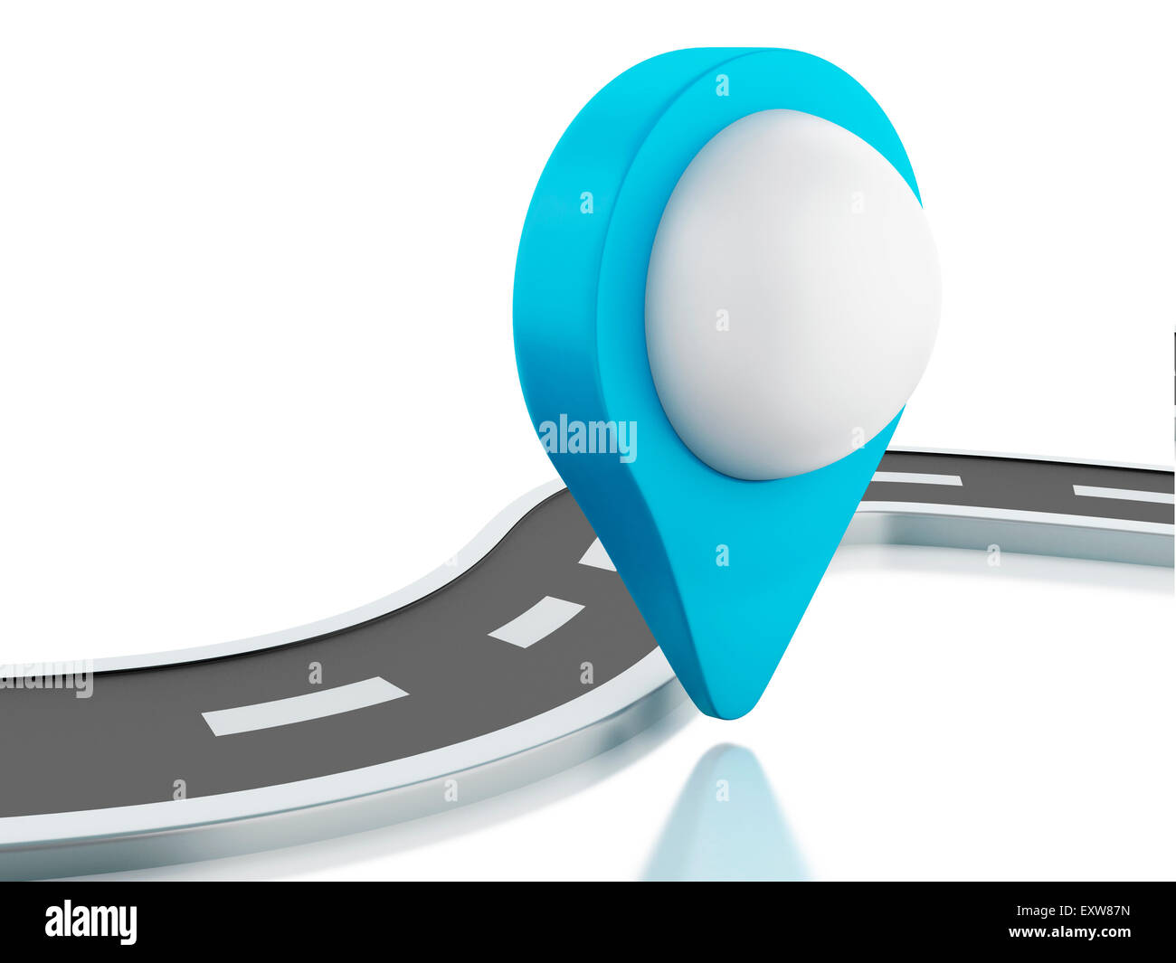3d renderer image. Road with colorful map pointer. Isolated white ...