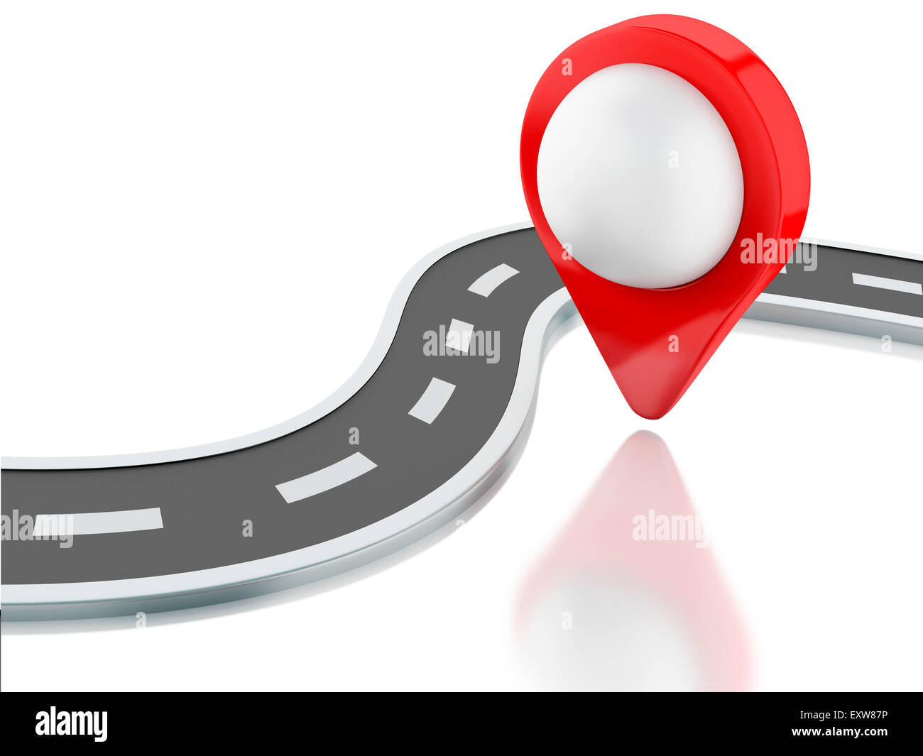 3d renderer image. Road with colorful map pointer. Isolated white ...