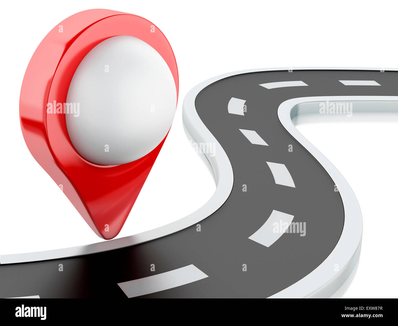 3d renderer image. Road with colorful map pointer. Isolated white ...