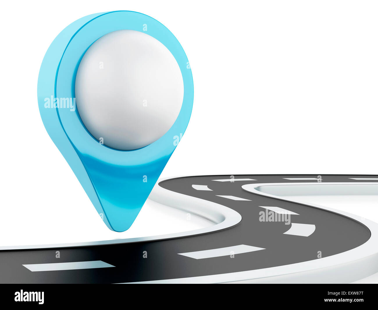 3d renderer image. Road with colorful map pointer. Isolated white ...