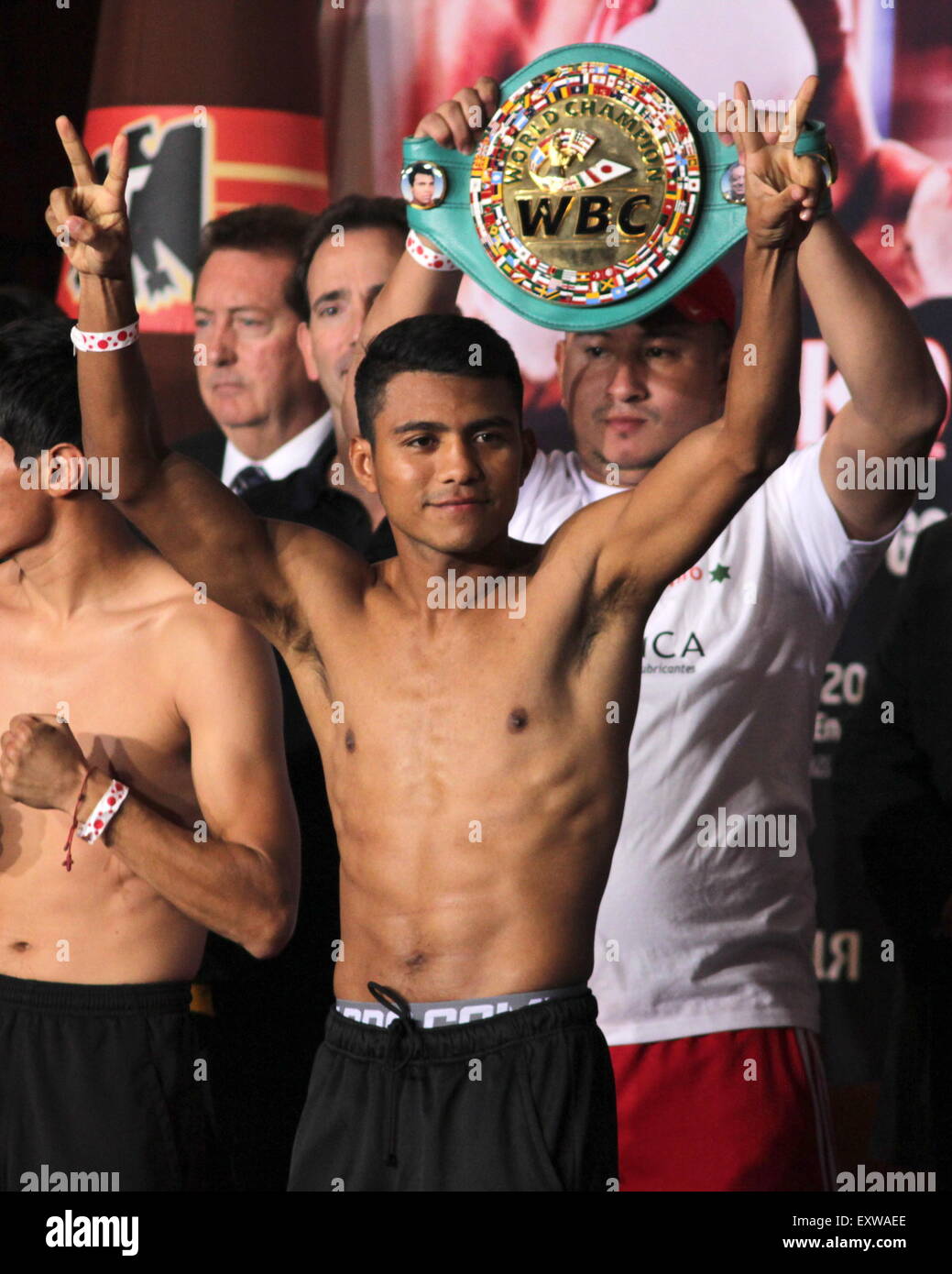 Boxers Edgar Sosa of Mexico and Roman Gonzalez of Nicaragua weigh-in ...