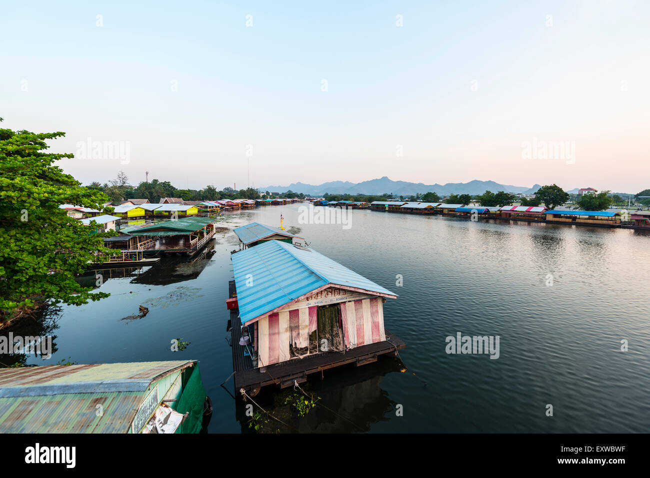 Floating houses, River Kwai, Kanchanaburi Province, Central Thailand ...