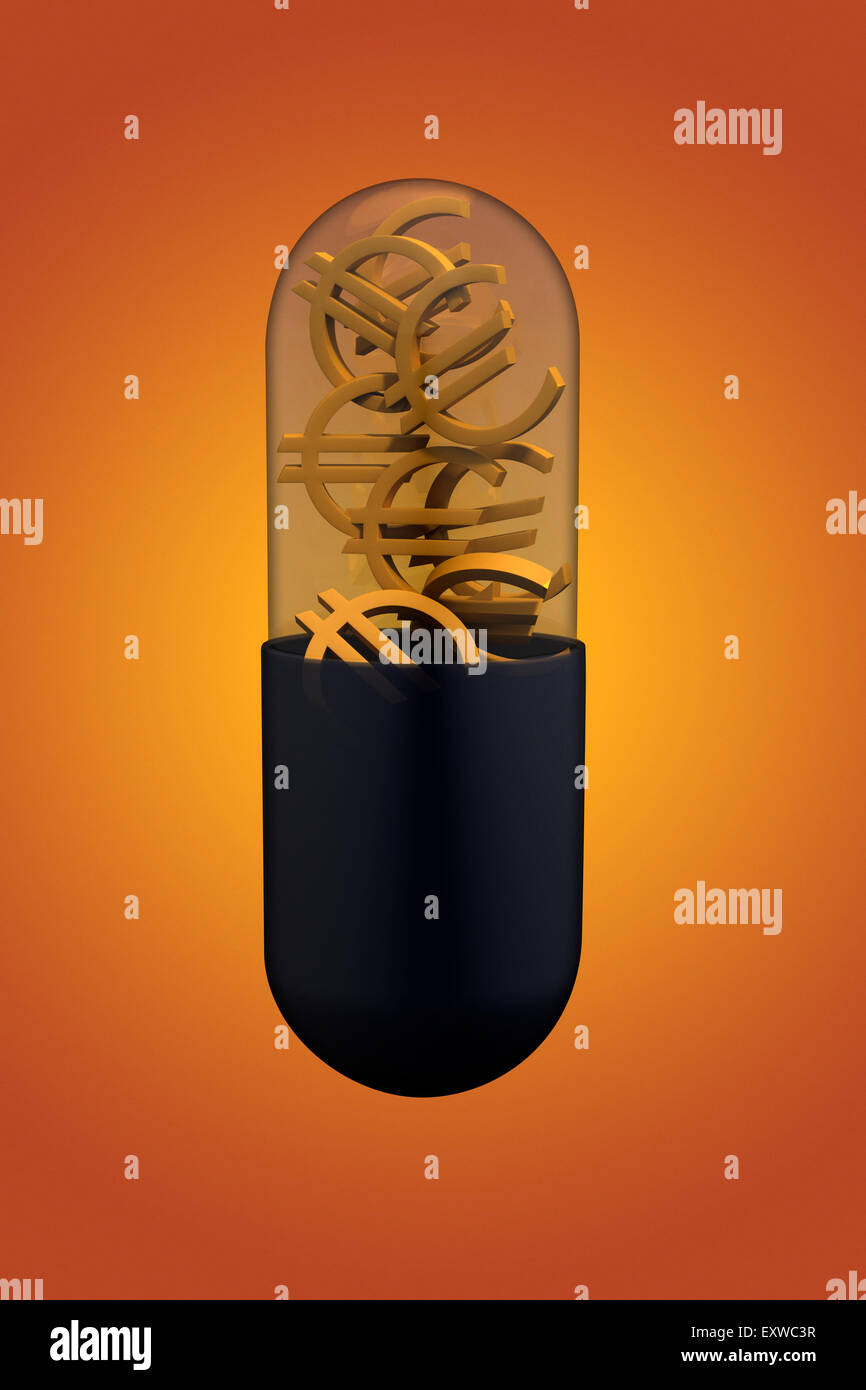 Euro in capsule, pill Stock Photo - Alamy